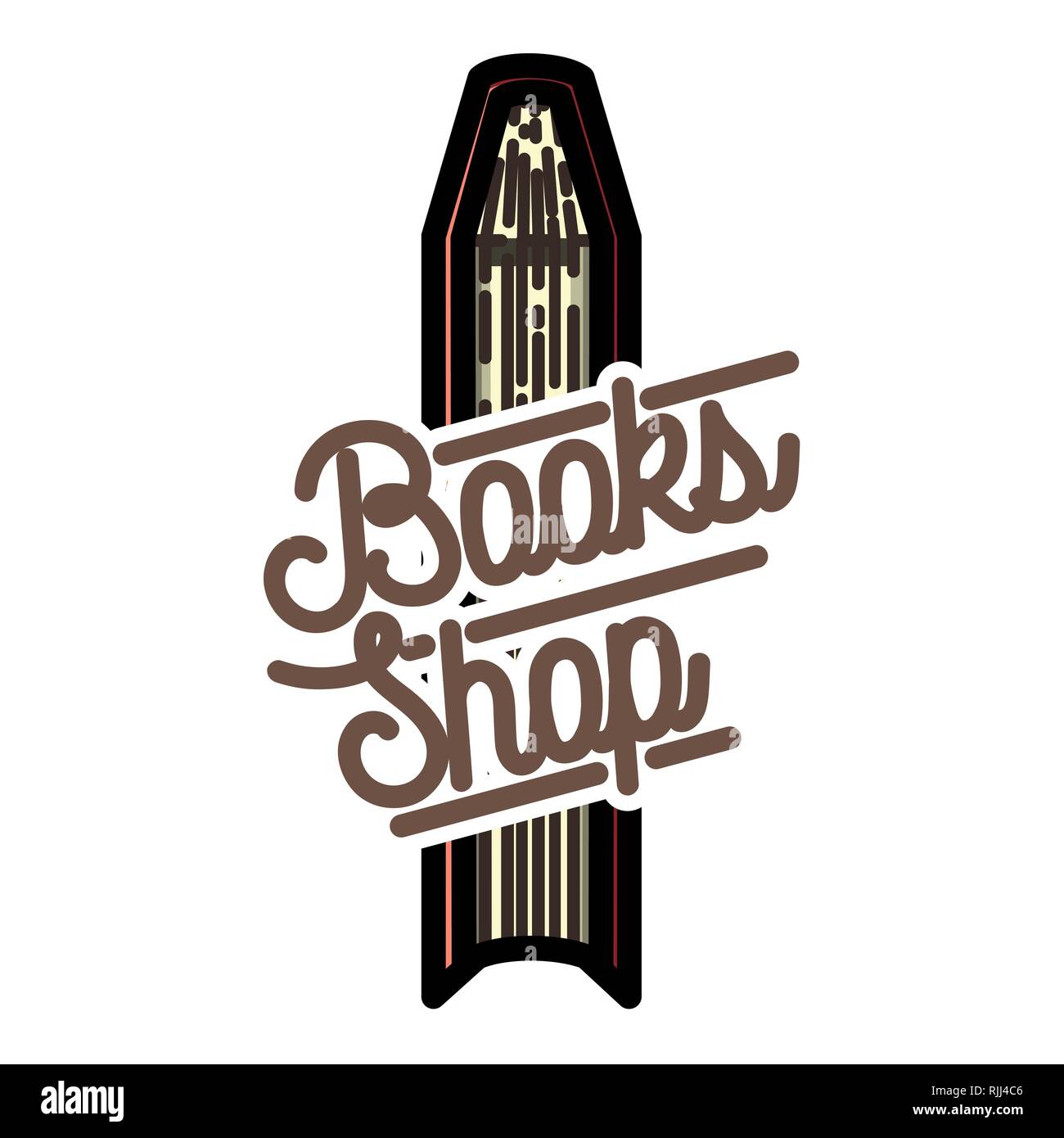 Color vintage books shop emblem. Bookstore. Books, science knowledge ...