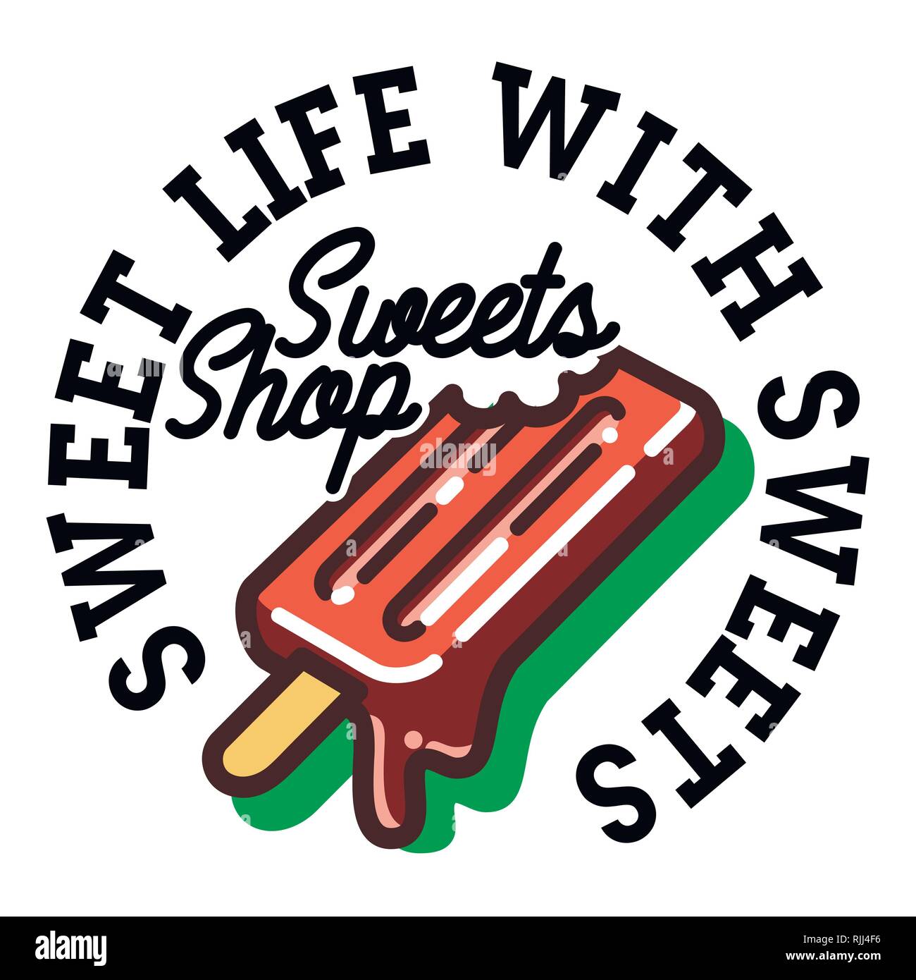 Color vintage sweets shop emblem. Desserts and sweet shop. Vector ...
