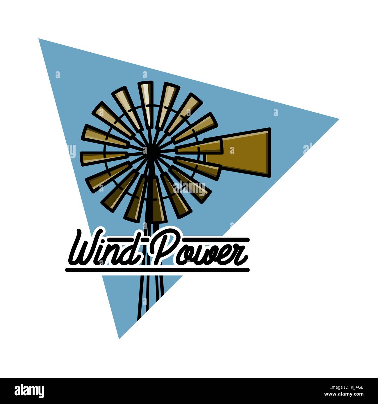 Color vintage wind power emblem label, badge and design elements ...