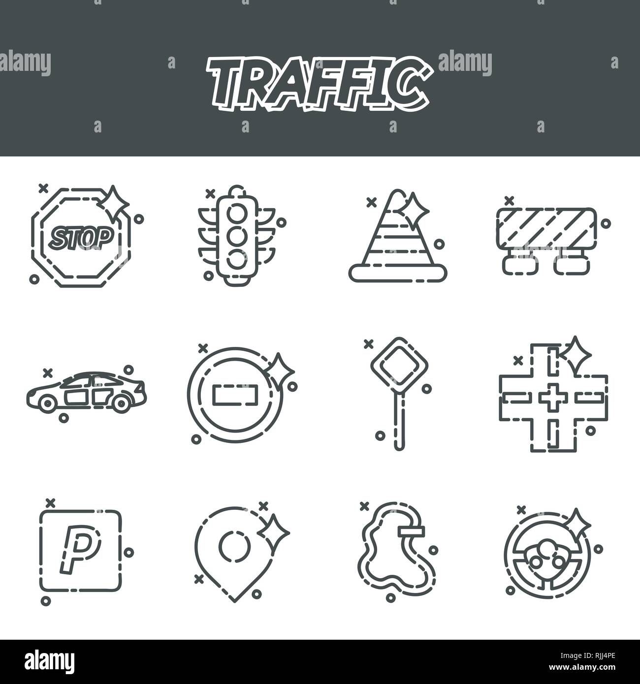 Traffic icons pattern with navigation light controller flat icons ...