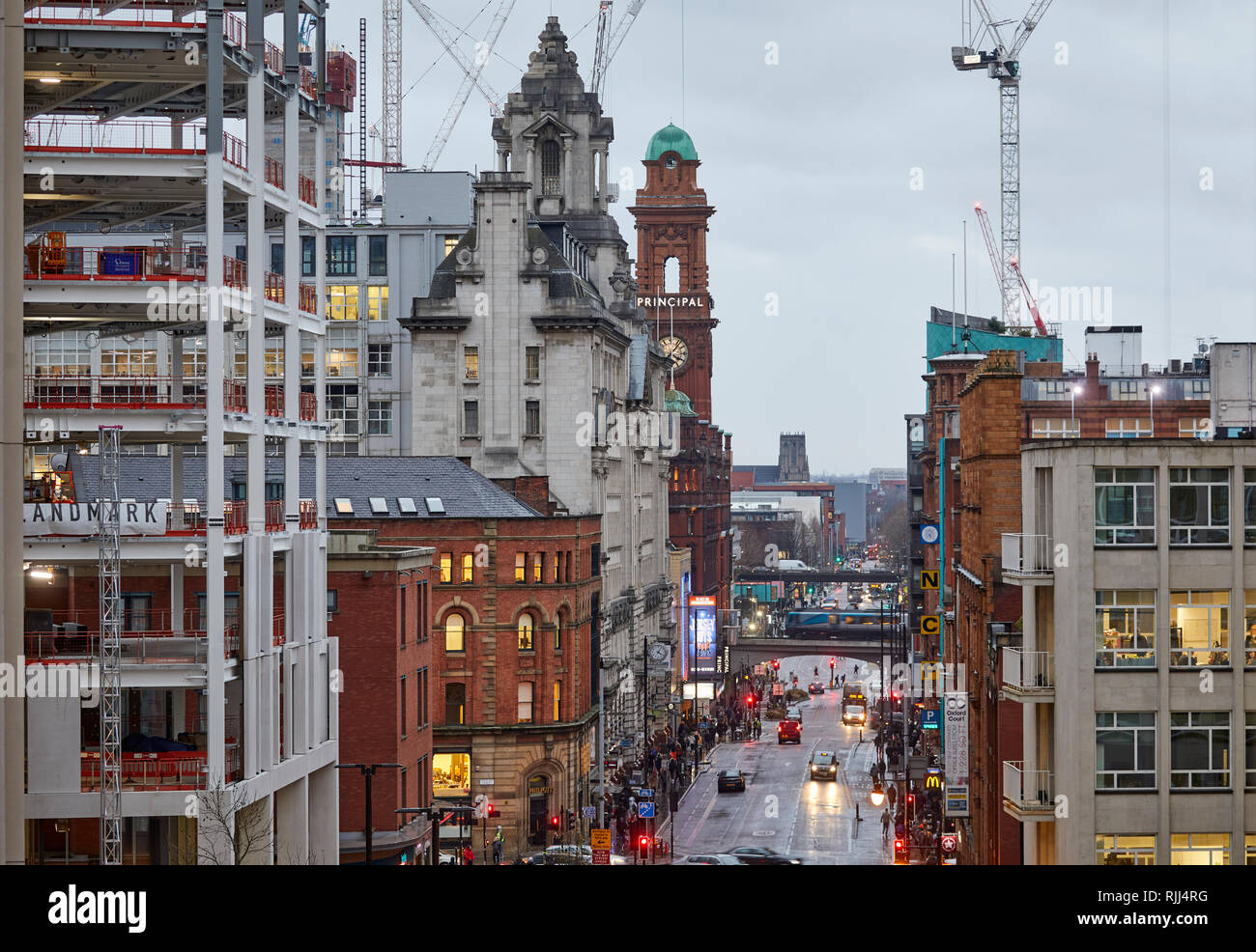Manchester city centre skyline panoramic view across the rooftops from ...