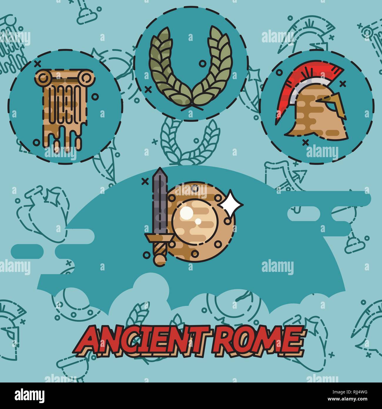 Ancient rome flat concept icons. Vector illustration, EPS 10 Stock ...