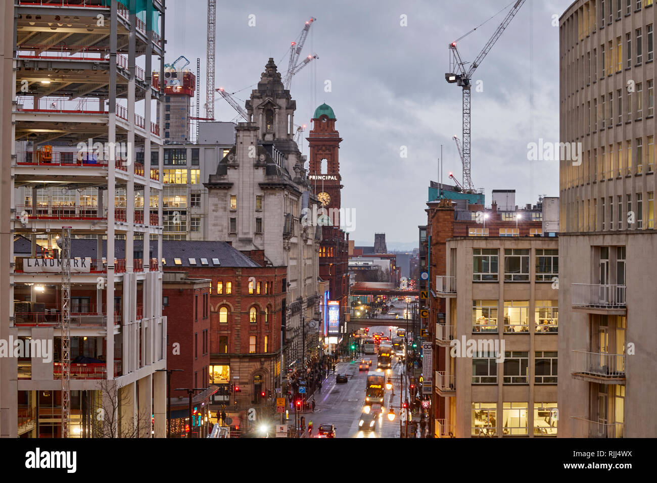 Manchester city centre skyline panoramic view across the rooftops from ...