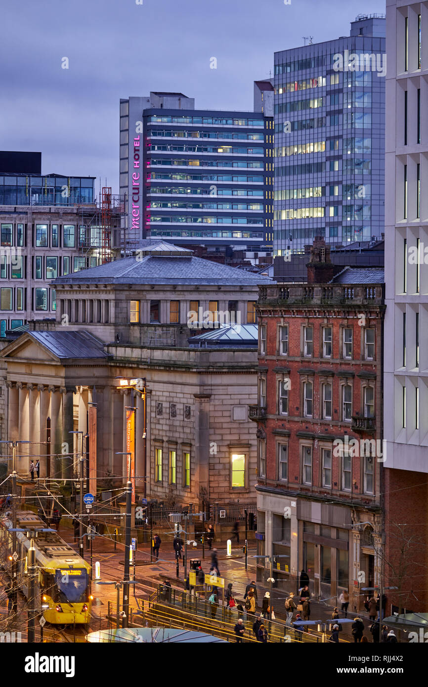 Manchester city centre skyline view across the rooftops St Peters ...