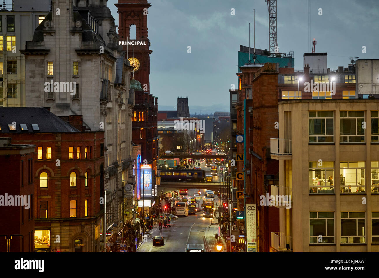 Manchester city centre skyline panoramic view across the rooftops from ...