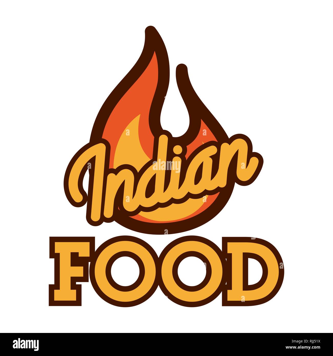 Color vintage indian food emblem, label, badge and design elements ...