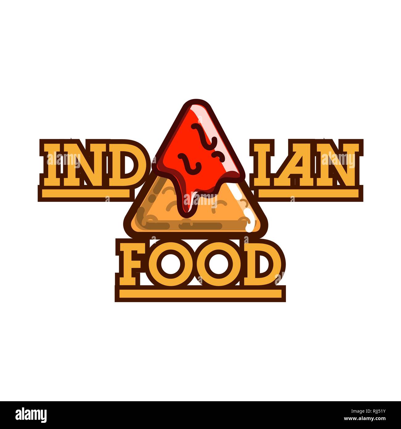 Color vintage indian food emblem, label, badge and design elements ...