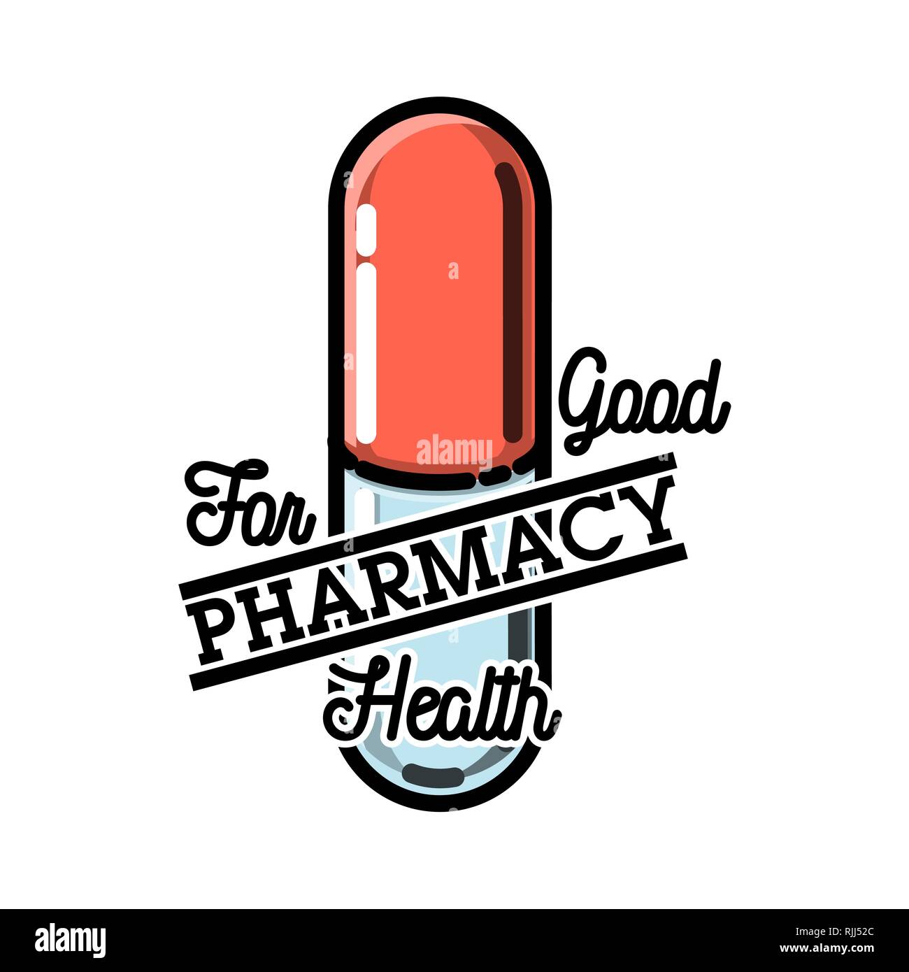 Color vintage pharmacy emblem, label, badge and design elements. Vector ...