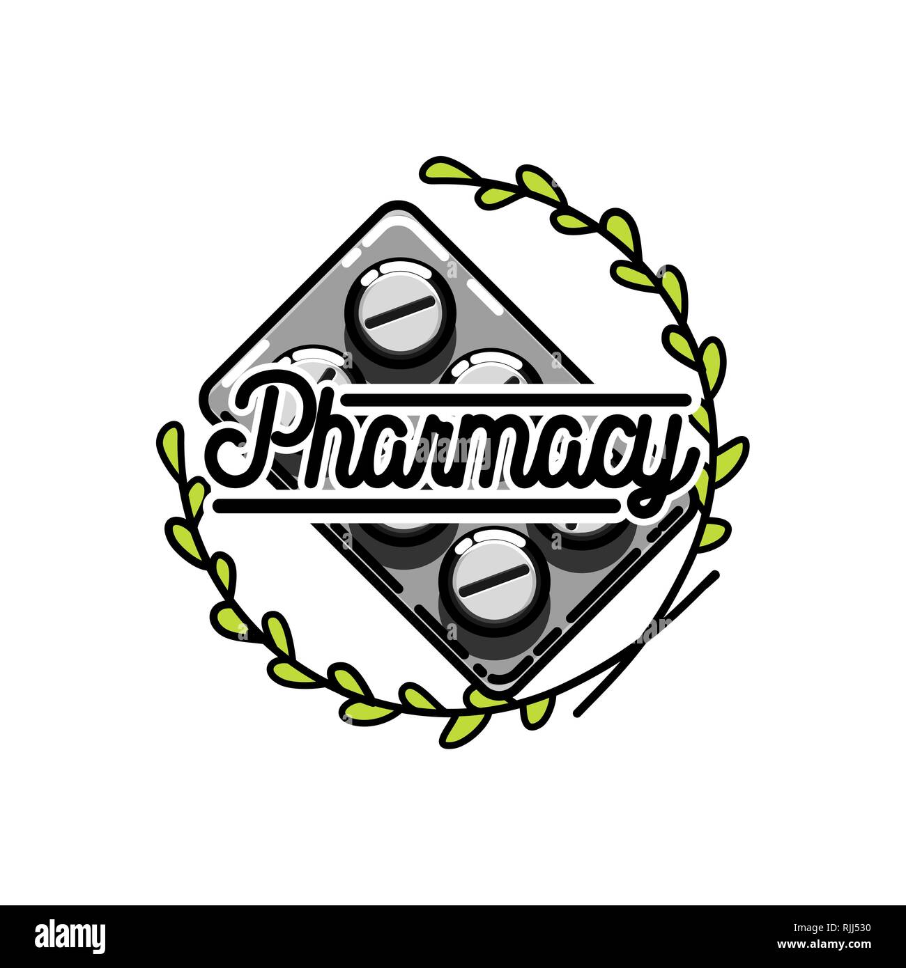 Color vintage pharmacy emblem, label, badge and design elements. Vector ...