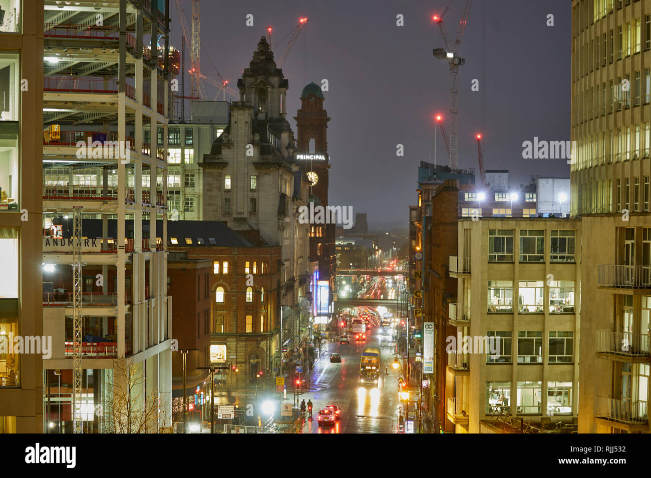 Manchester city centre skyline panoramic view across the rooftops from ...
