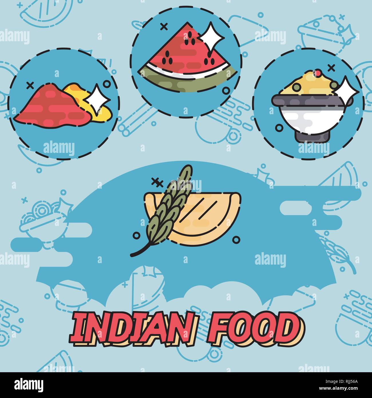 Indian food flat concept icons. Indian food brand elements Stock Vector ...