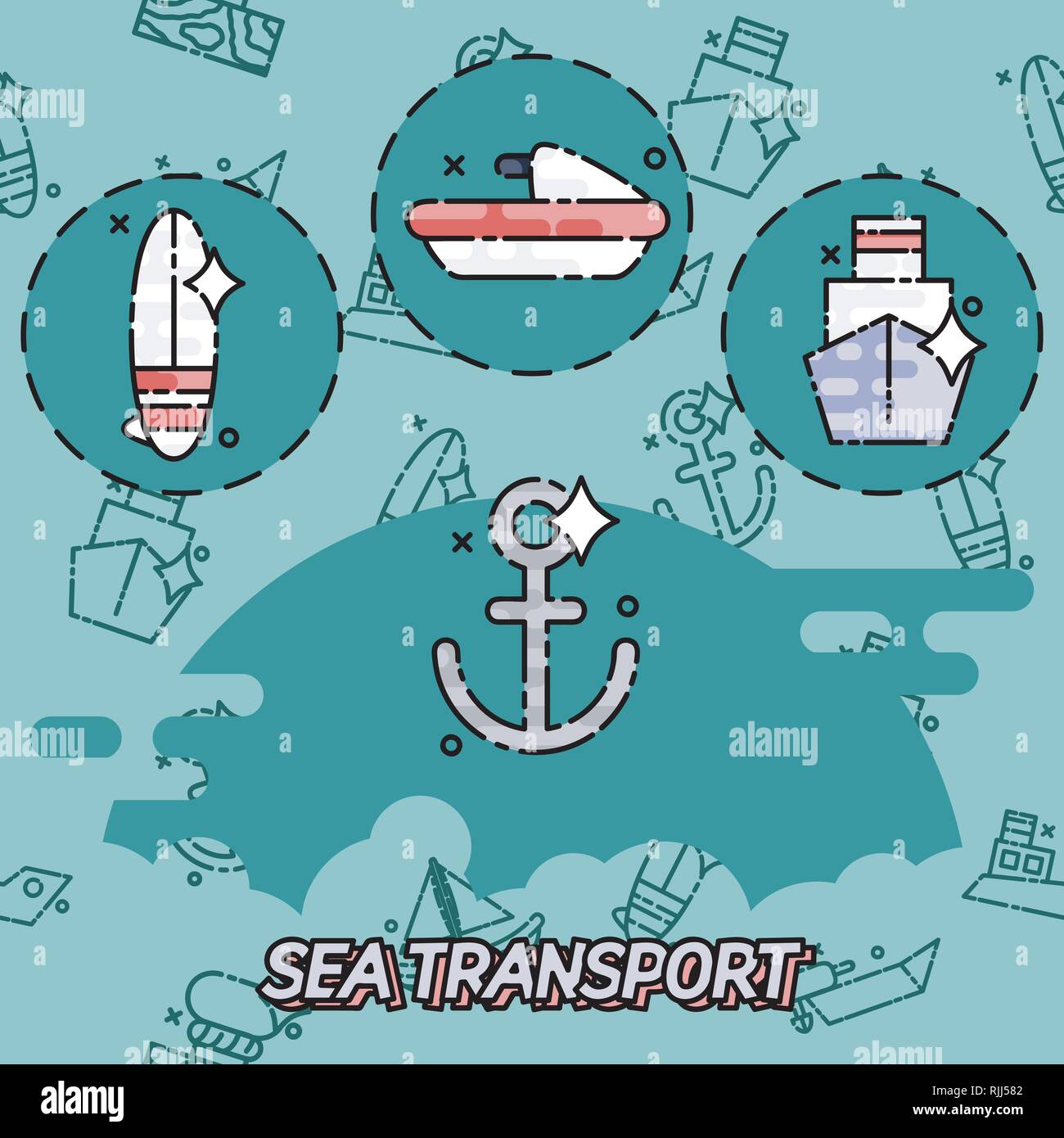 Sea transport flat concept icons. Ship transport. Vector illustration ...