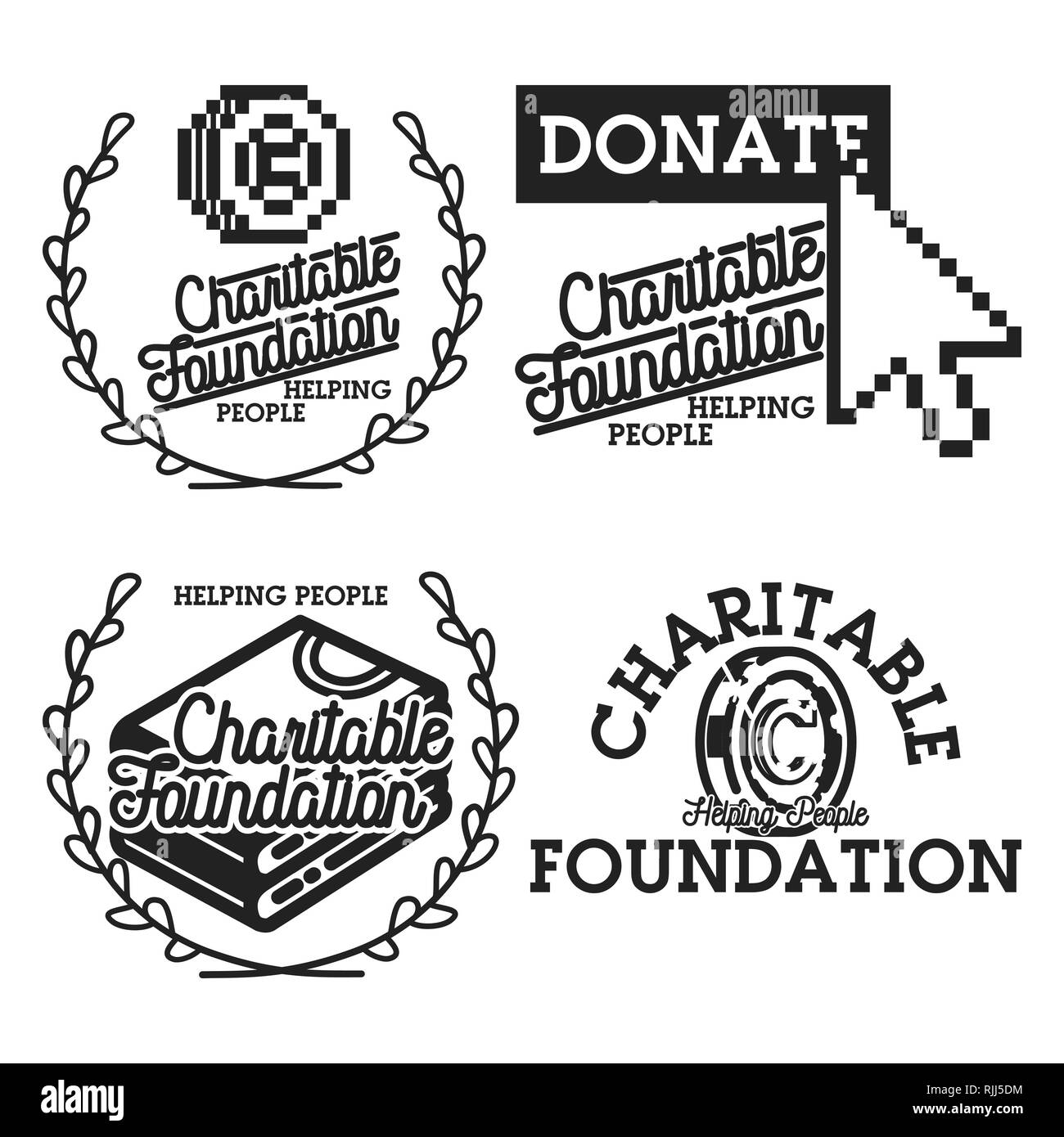 Vintage charitable foundation emblems, labels, badges and design ...
