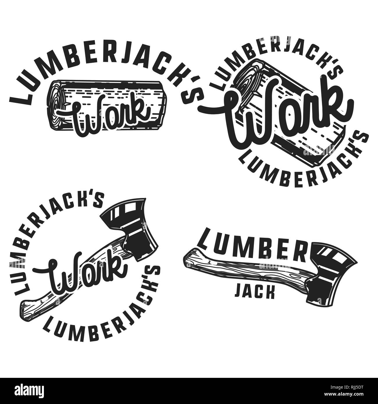 Vintage lumberjack emblems. Carpenter label. Design elements Stock ...