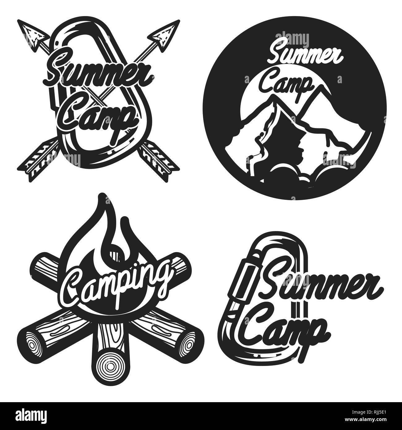 Vintage summer camp emblems. Life is better in summer camp. Trendy ...