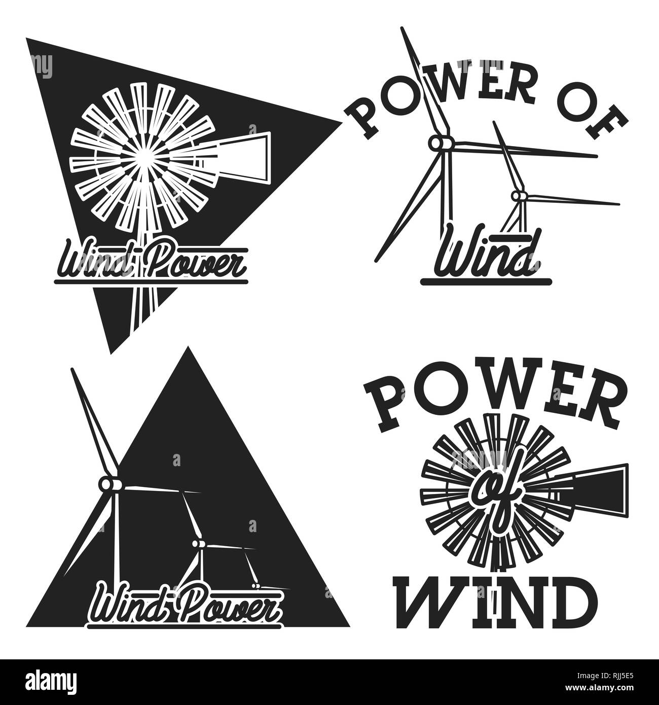 Vintage wind power emblems, labels, badges and design elements. Vector ...