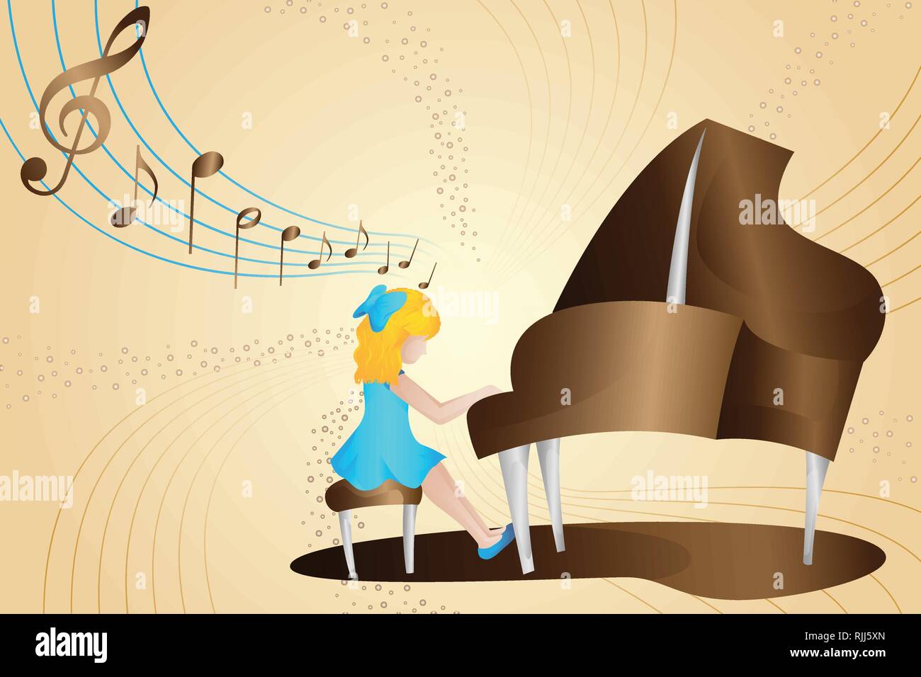 A vector illustration of Girl Playing Piano Stock Vector Image & Art ...