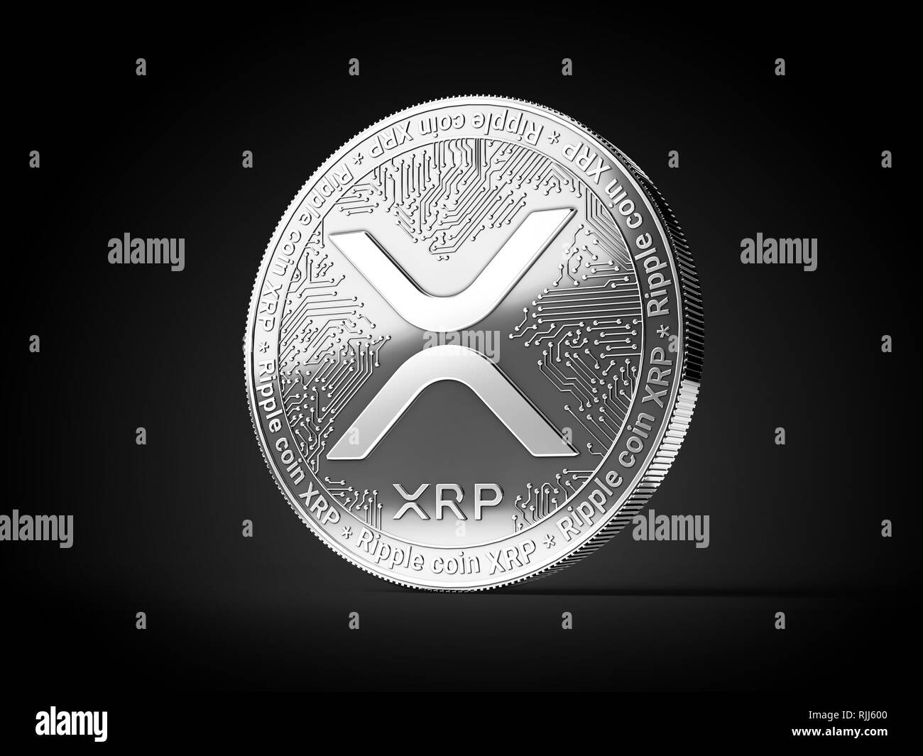 Silver Ripple XRP cryptocurrency physical concept coin isolated on ...