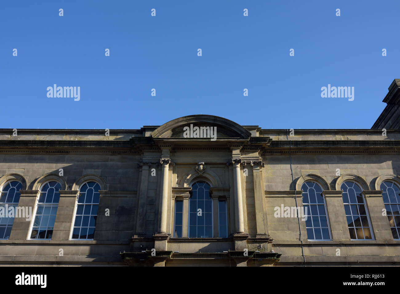 Bury Met building with clear blue sky background in bury lancashire uk ...