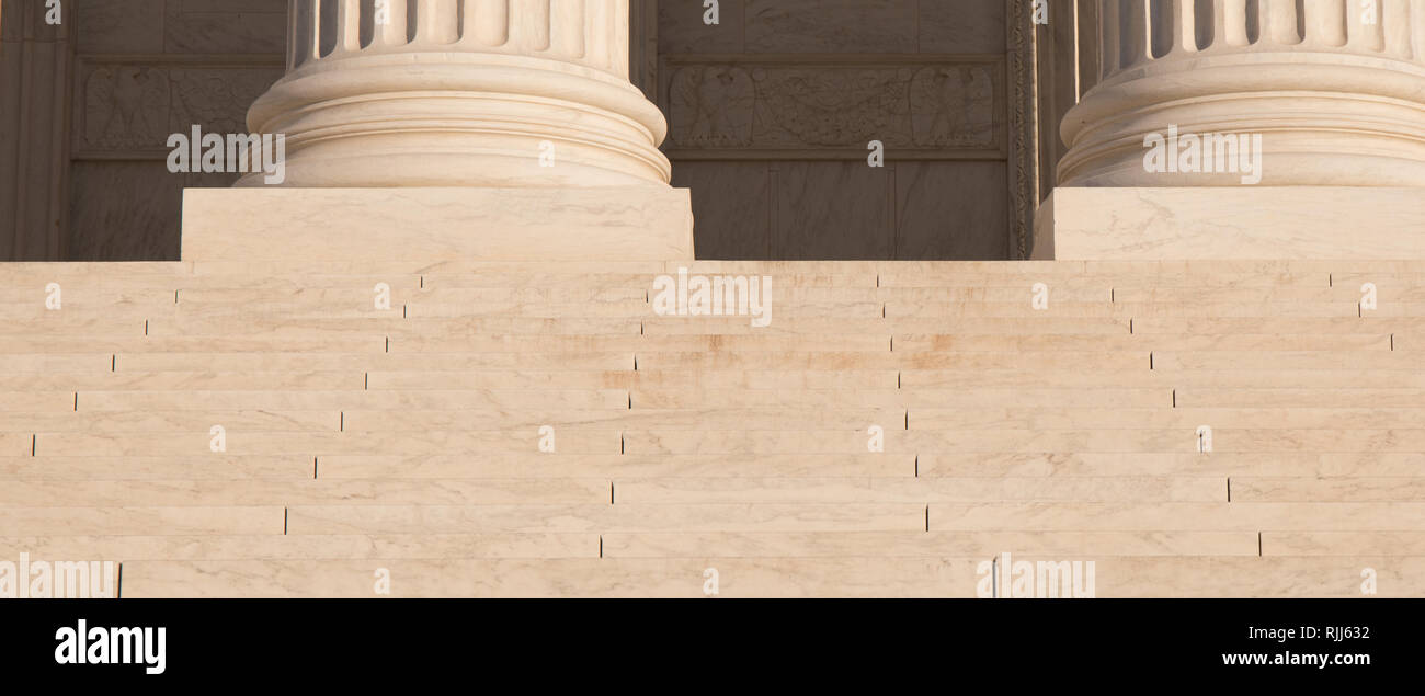 Close up photo of the column bases and steps of the US Supreme Court in ...