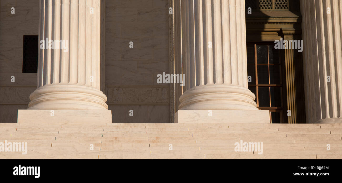 Close up photo of the column bases and steps of the US Supreme Court in ...