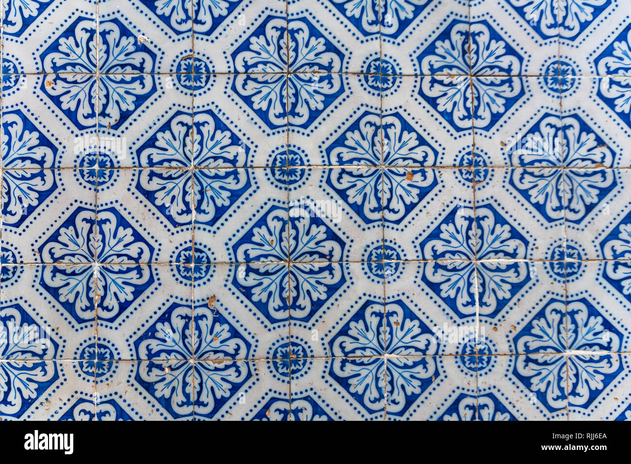 Traditional Portuguese tiles from a building in a street in Lisbon ...