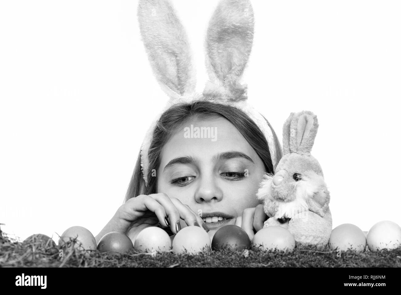 Hare and the easter eggs Black and White Stock Photos & Images - Alamy