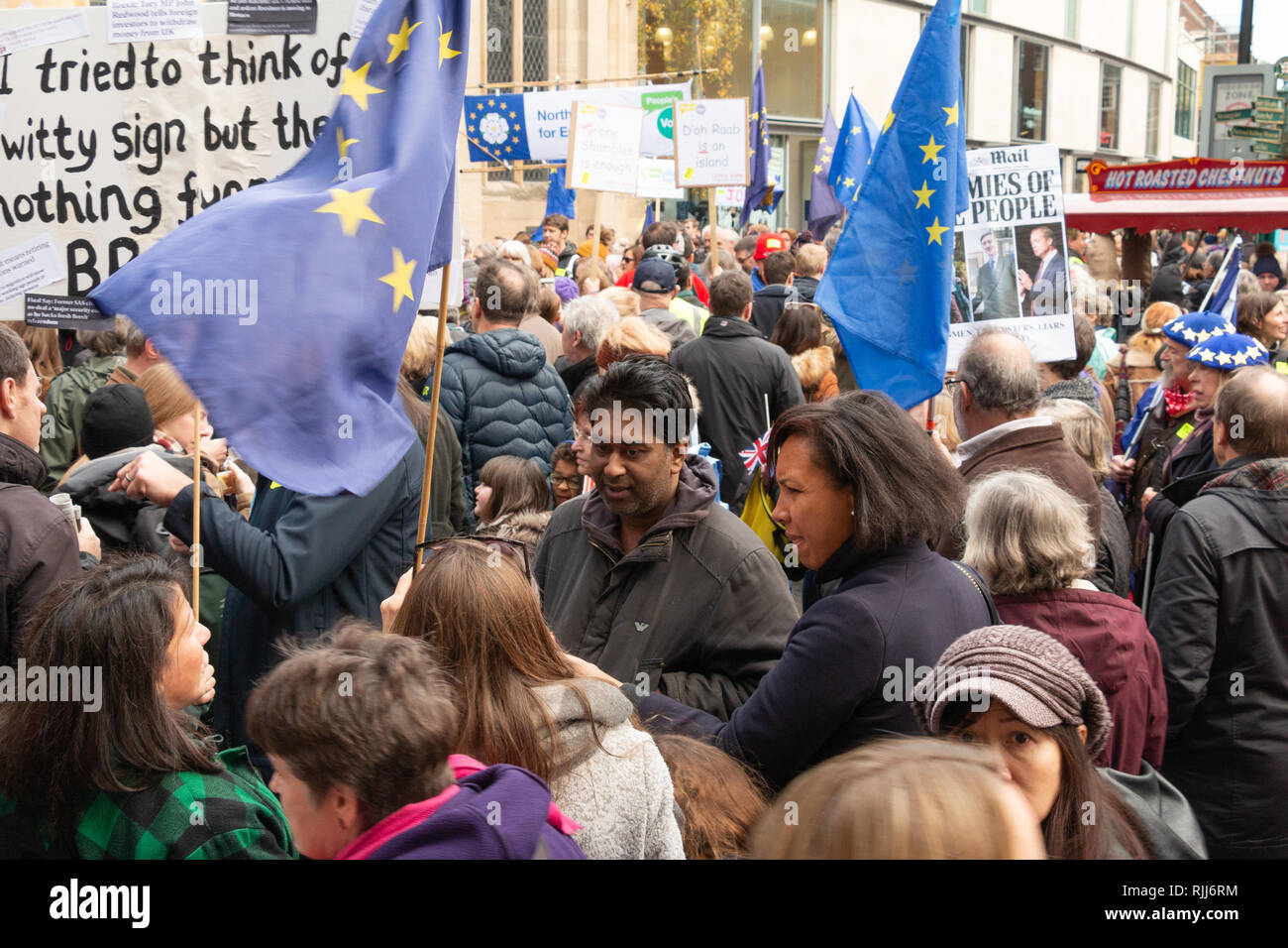 Man arguing at a People's Vote March in St Helen's Square, York Stock ...