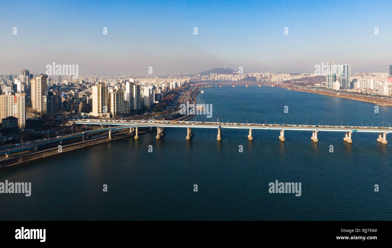 Seoul han river sun drone hi-res stock photography and images - Alamy