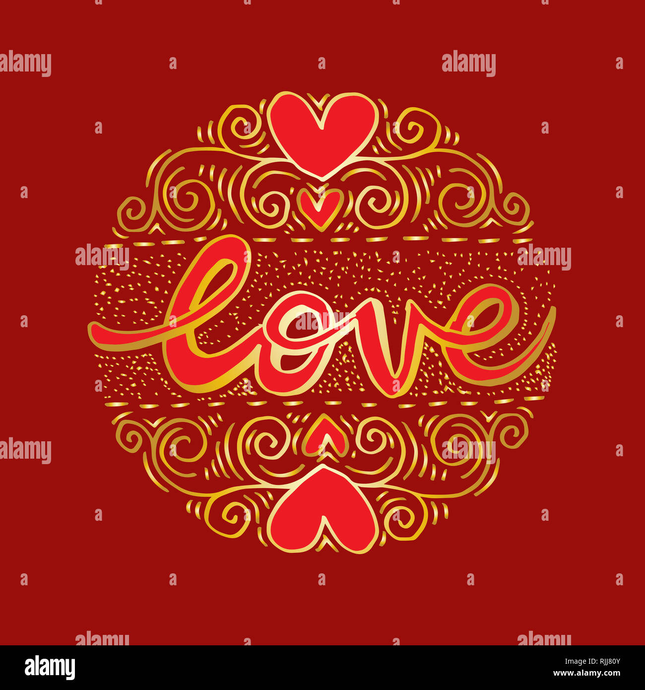 Love Hand lettering Handmade calligraphy on circle background Stock ...