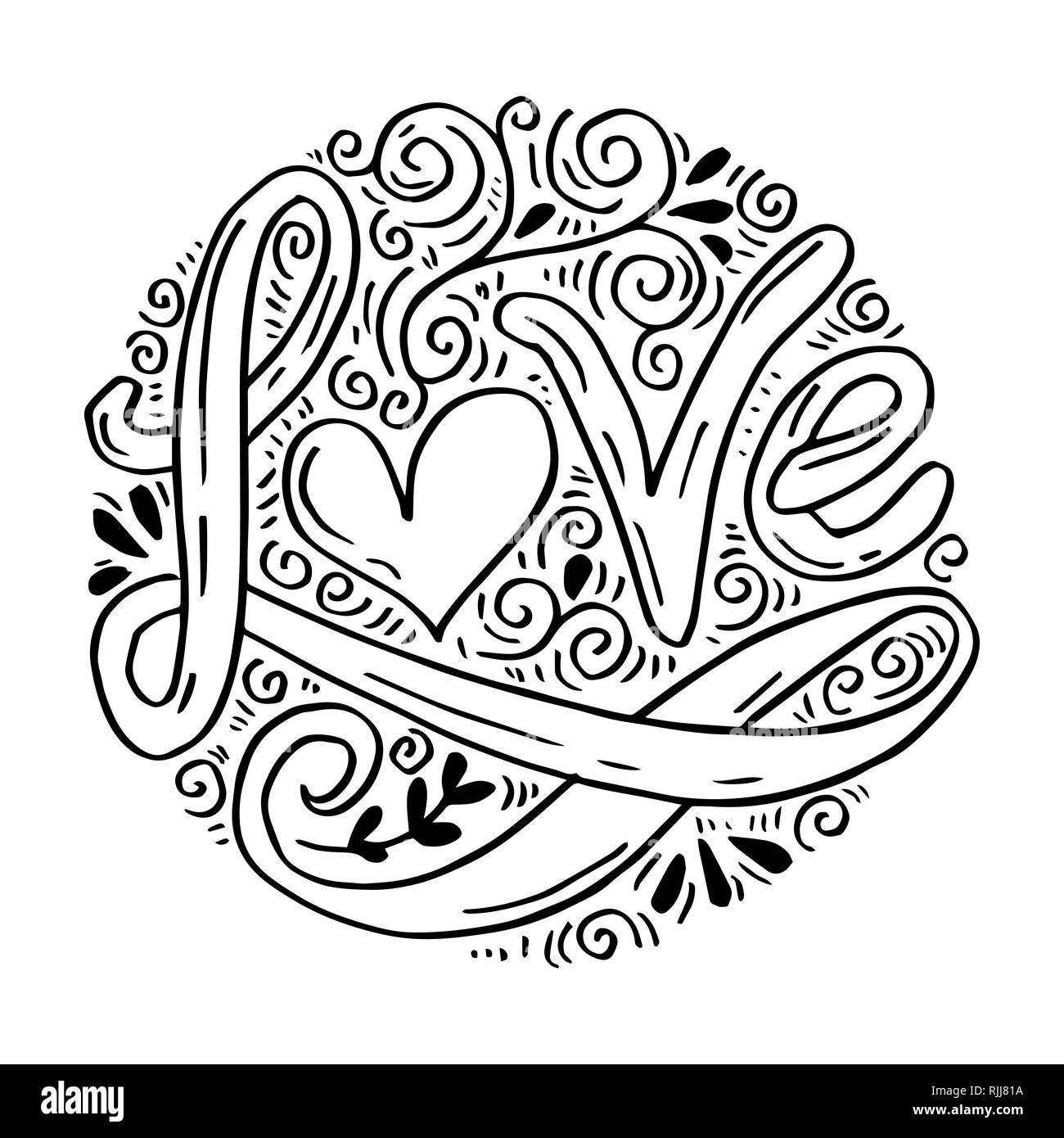 Love Hand lettering Handmade calligraphy Stock Photo - Alamy