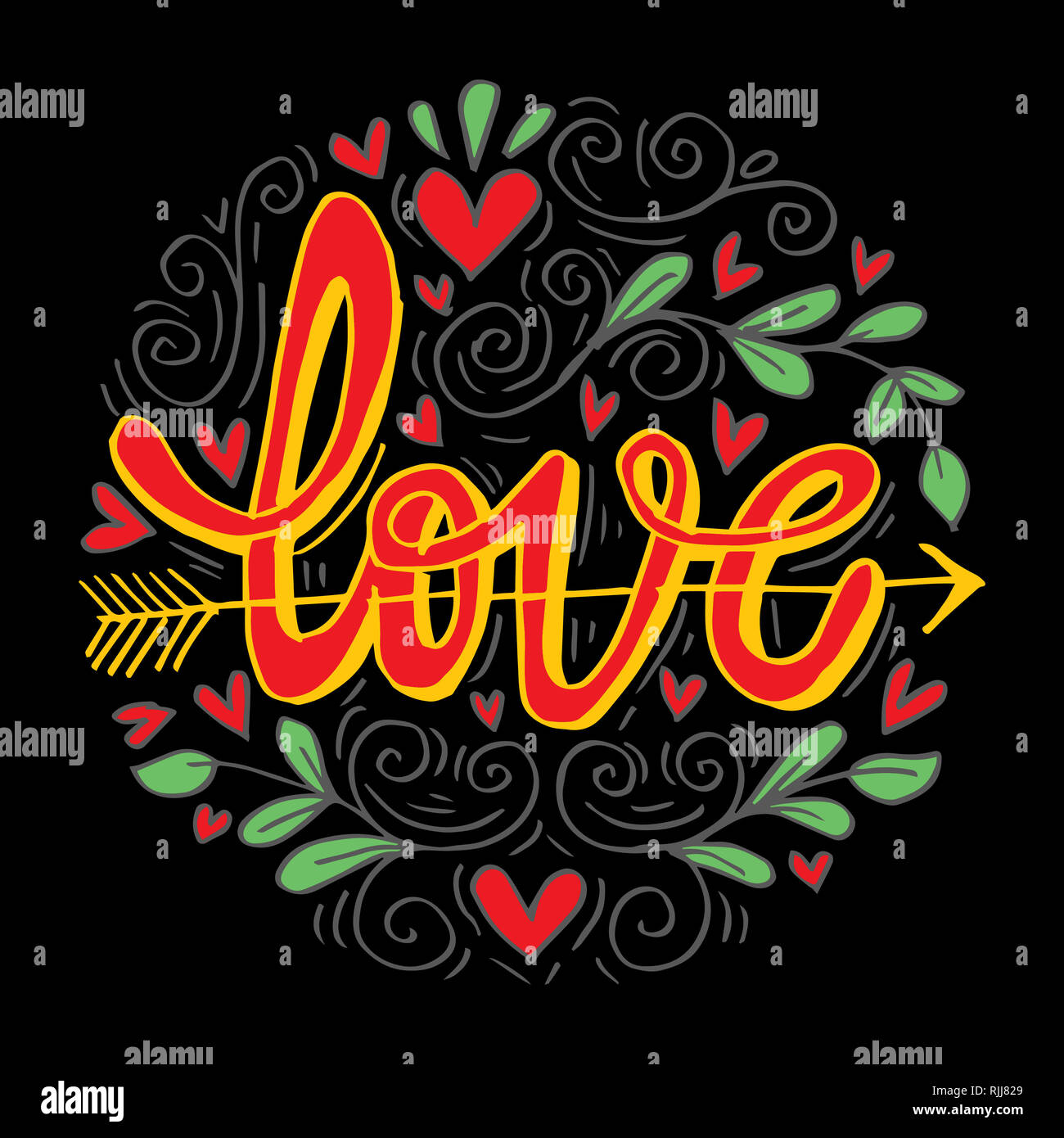 Love hand drawn lettering Stock Photo - Alamy