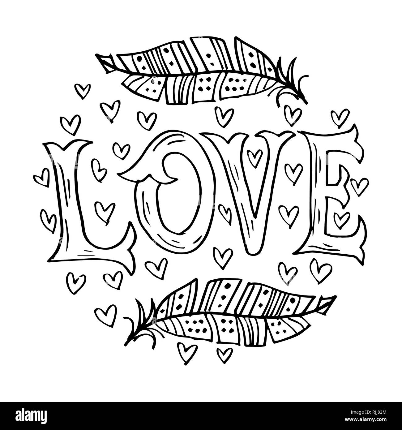 Doodle love hand written Black and White Stock Photos & Images - Alamy