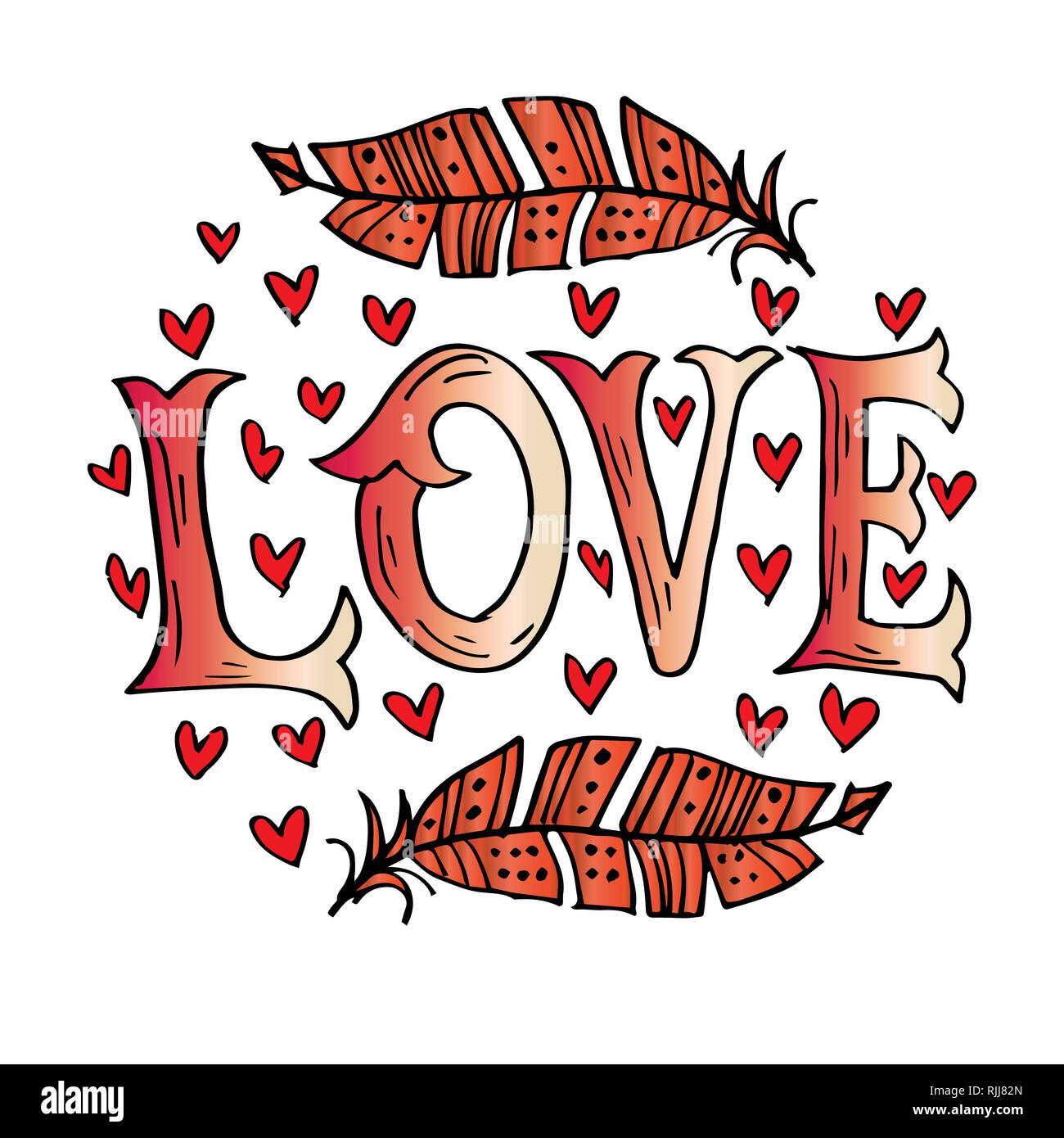 Love word lettering written Cut Out Stock Images & Pictures - Alamy