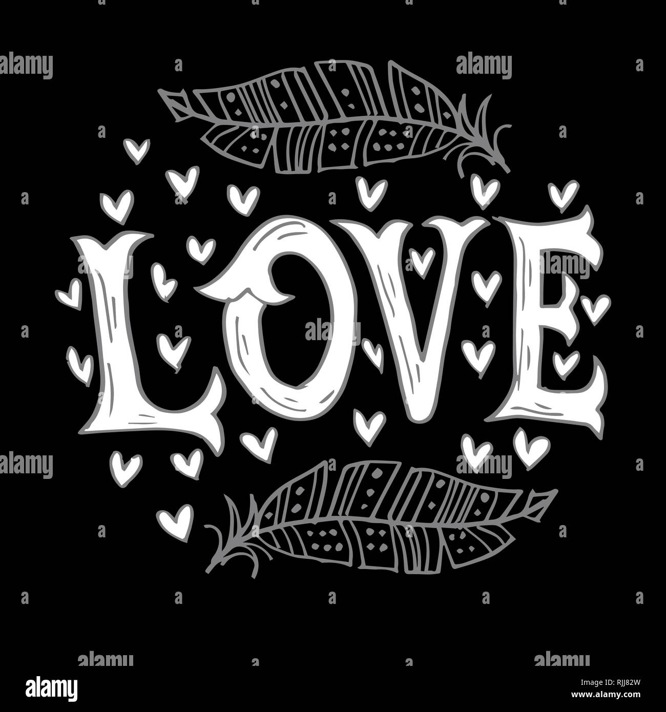 Doodle love hand written Black and White Stock Photos & Images - Alamy