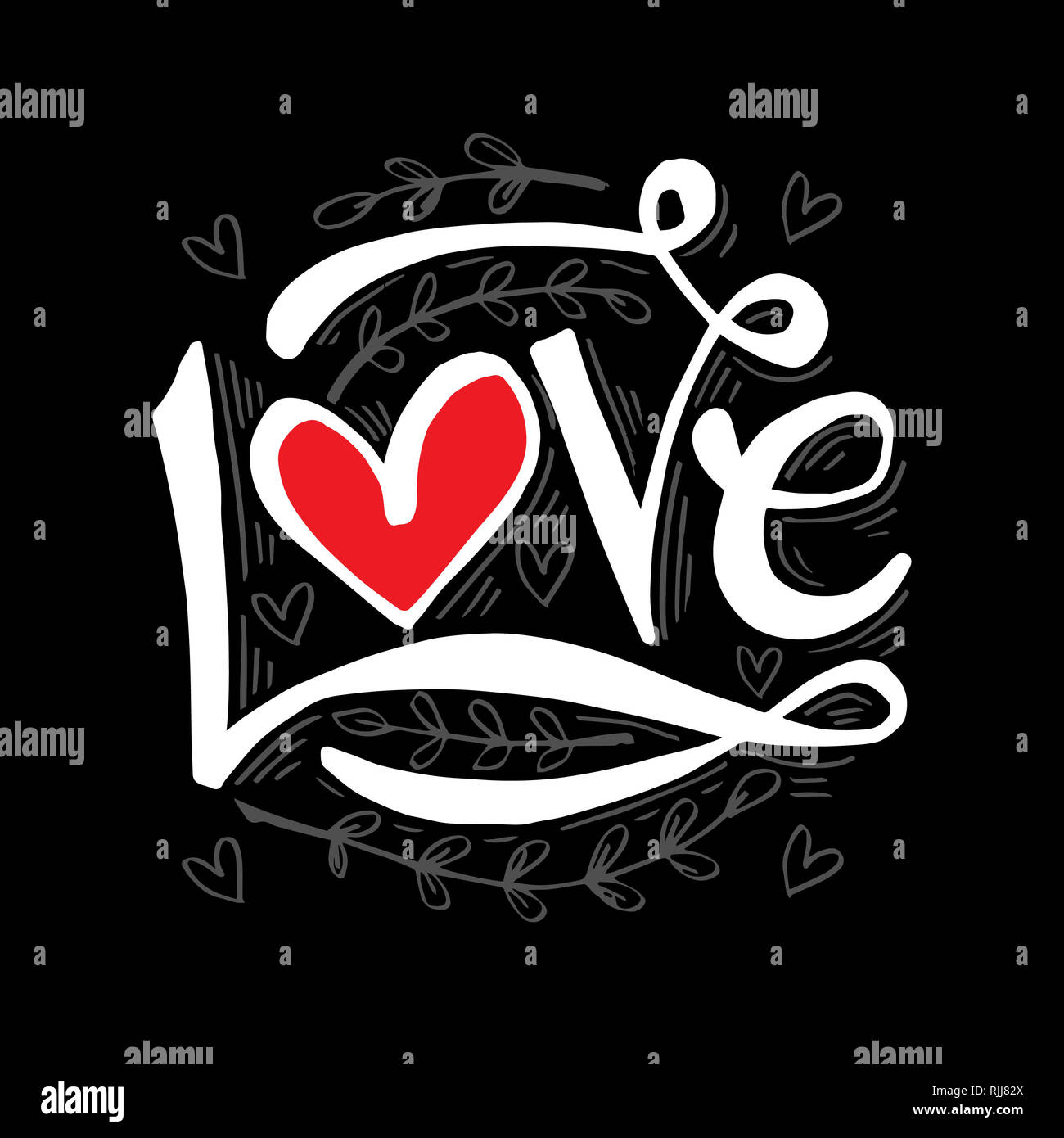 LOVE text hand drawing illustration Stock Photo - Alamy