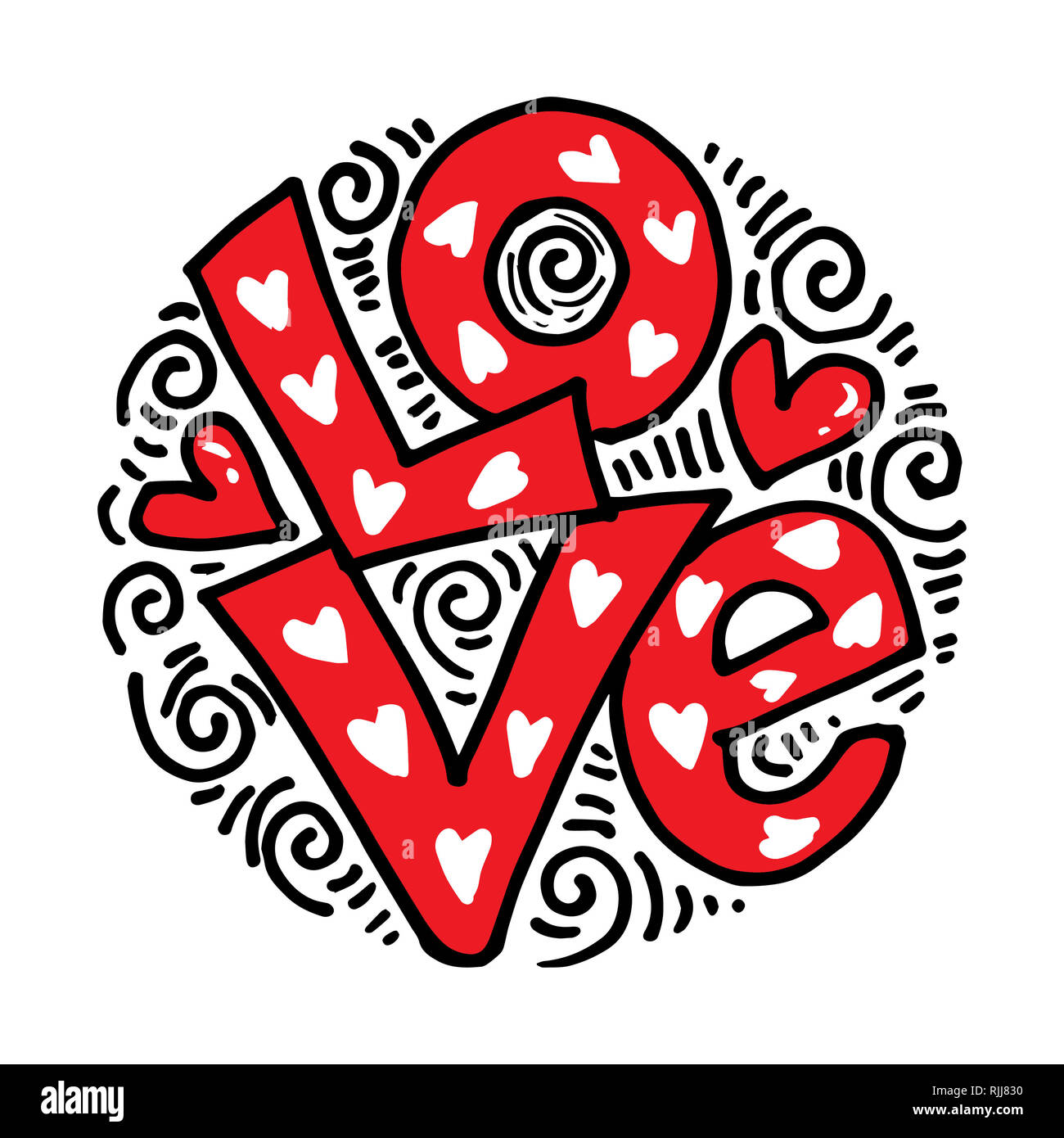 Heart doodles texture Cut Out Stock Images & Pictures - Alamy
