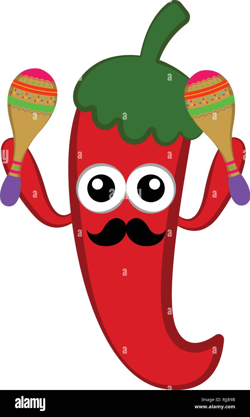 Cute red pepper playing maracas Stock Vector Image & Art - Alamy