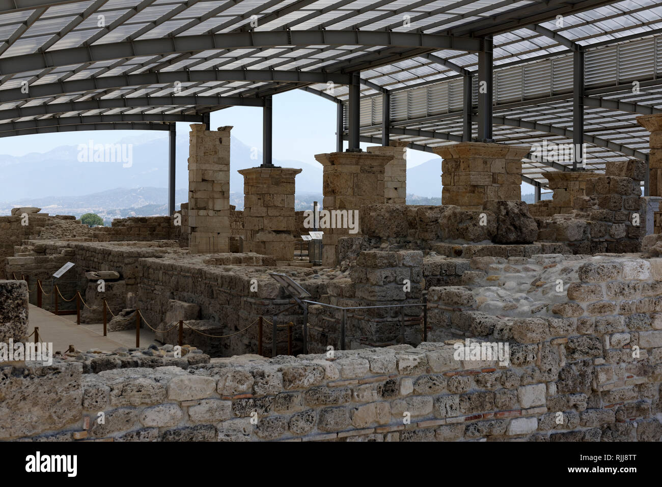 Under protective cover is the Church of Laodicea, Laodicea, Denizli ...