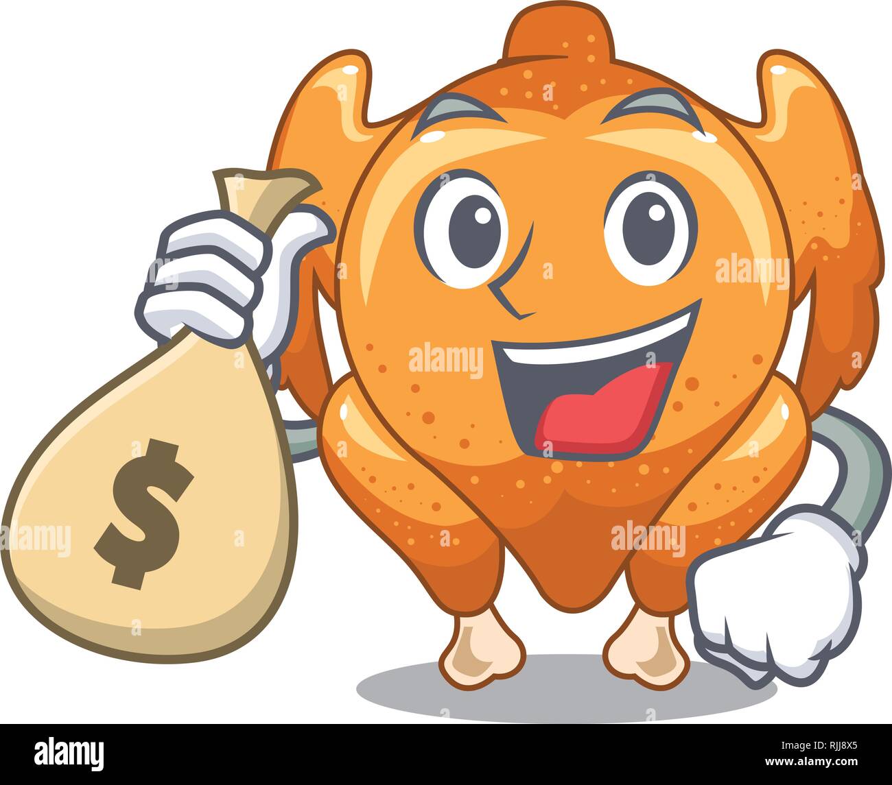 With money bag roast chicken on a mascot plate Stock Vector Image & Art ...