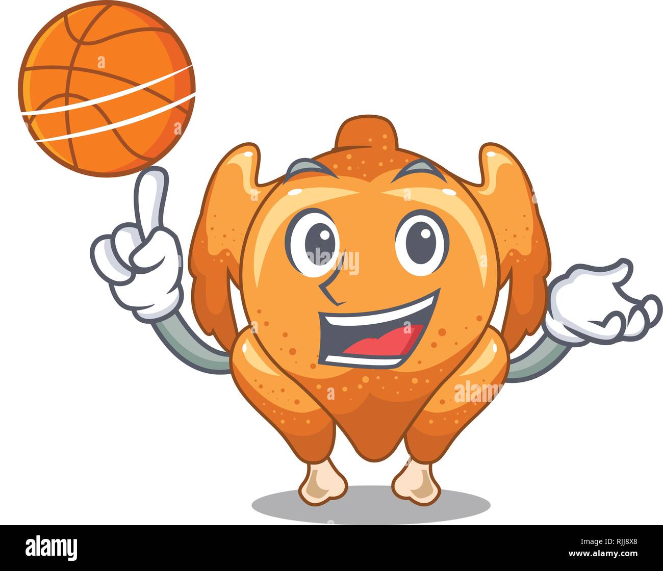 With basketball roast chicken on a mascot plate Stock Vector Image ...
