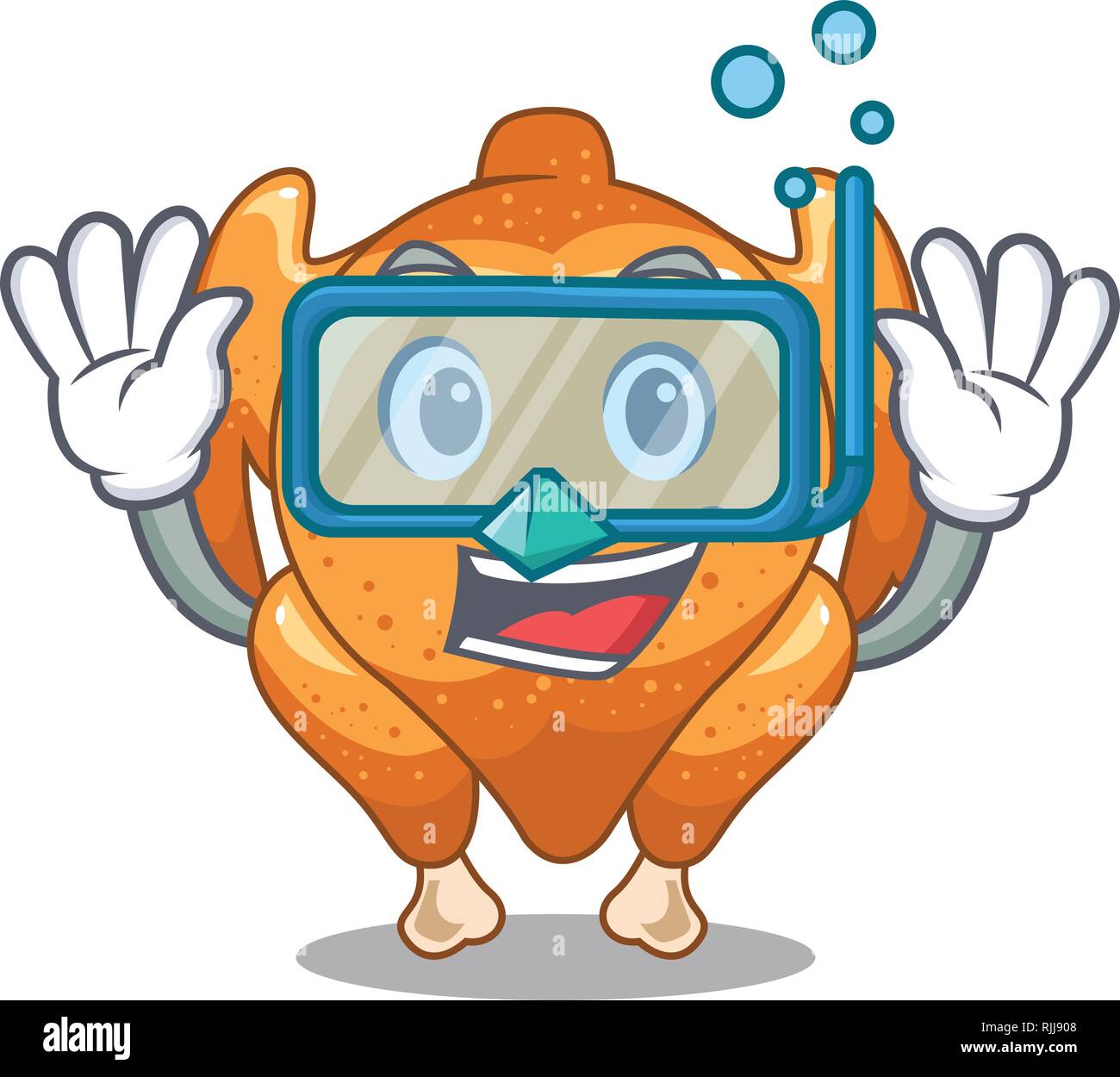 Diving roast chicken served the cartoon table Stock Vector Image & Art ...