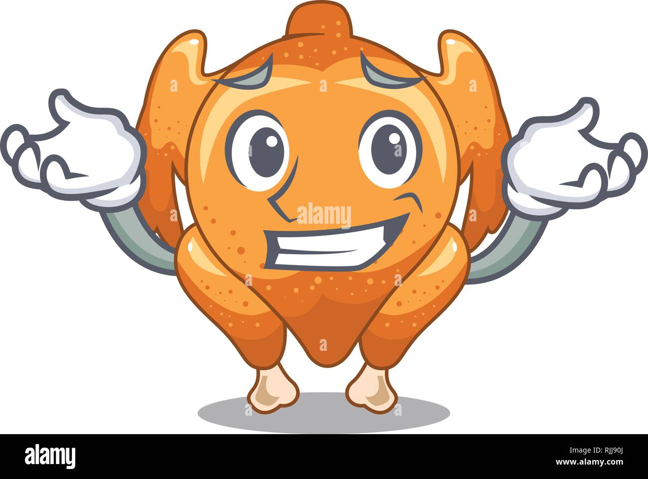 Grinning roast chicken served the cartoon table Stock Vector Image ...