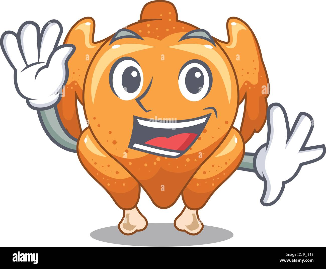 Waving roast chicken served the cartoon table Stock Vector Image & Art ...