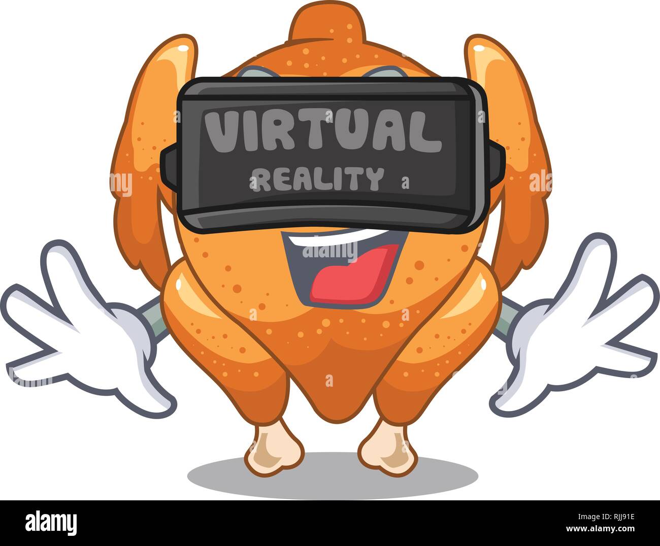 Virtual reality chicken roast is isolated with characters Stock Vector ...