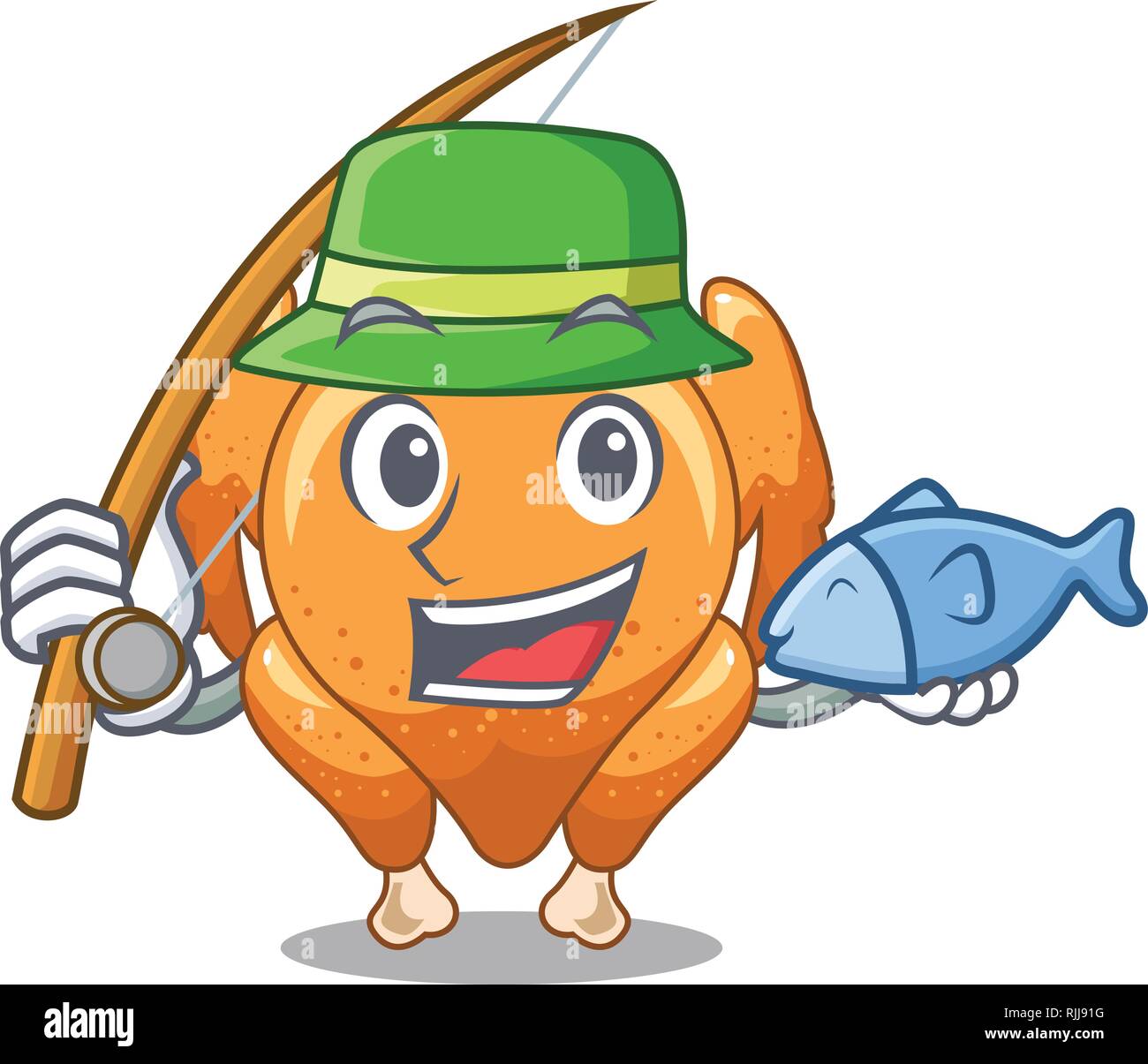 Fishing chicken roast is isolated with characters Stock Vector Image ...