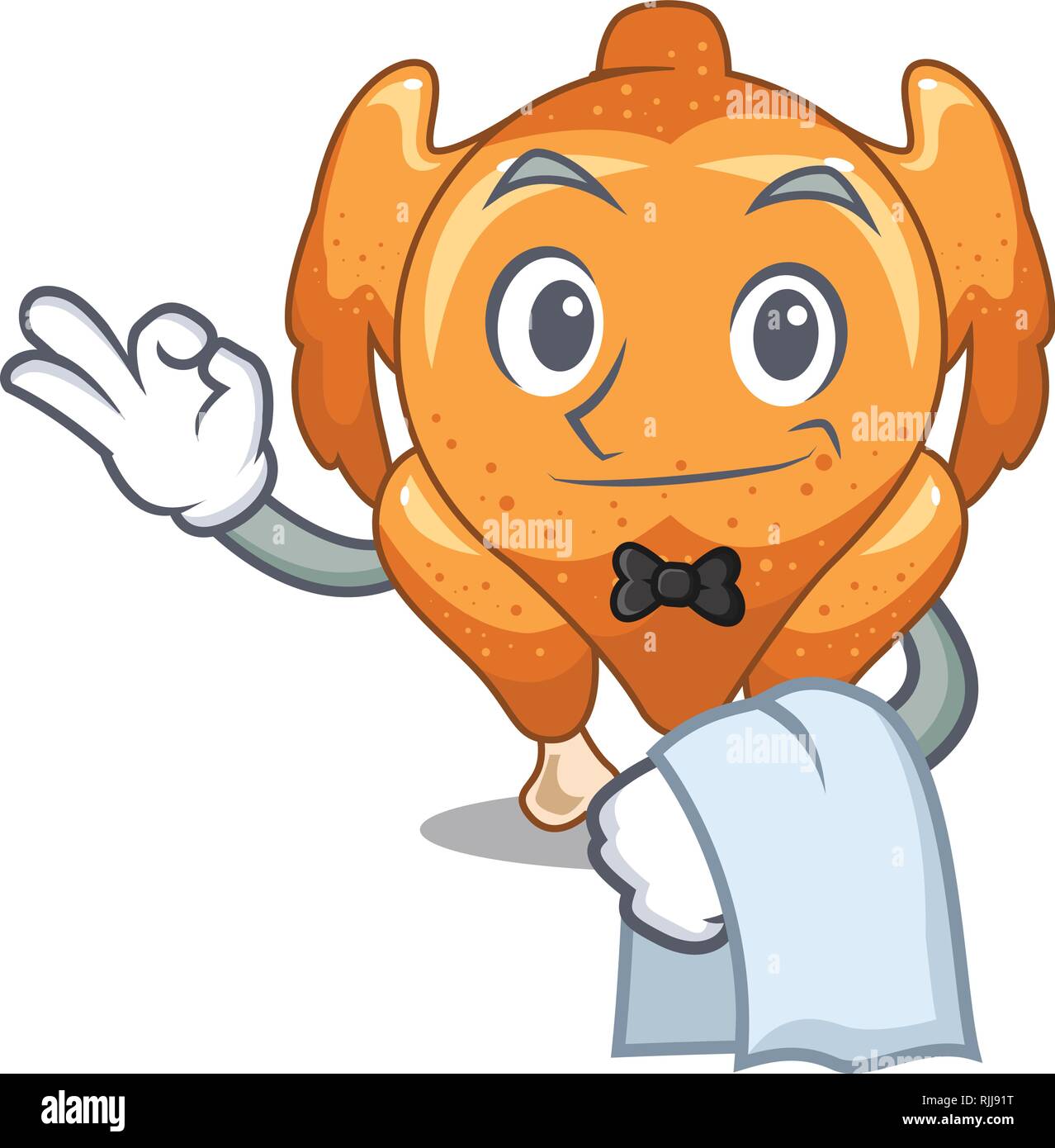 Waiter chicken roast is isolated with characters Stock Vector Image ...