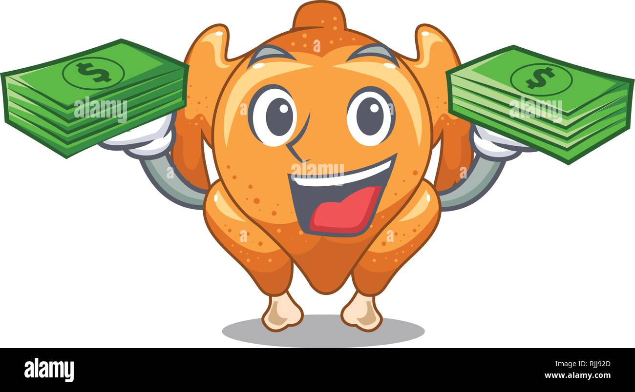 With money bag chicken roast is isolated with characters Stock Vector ...