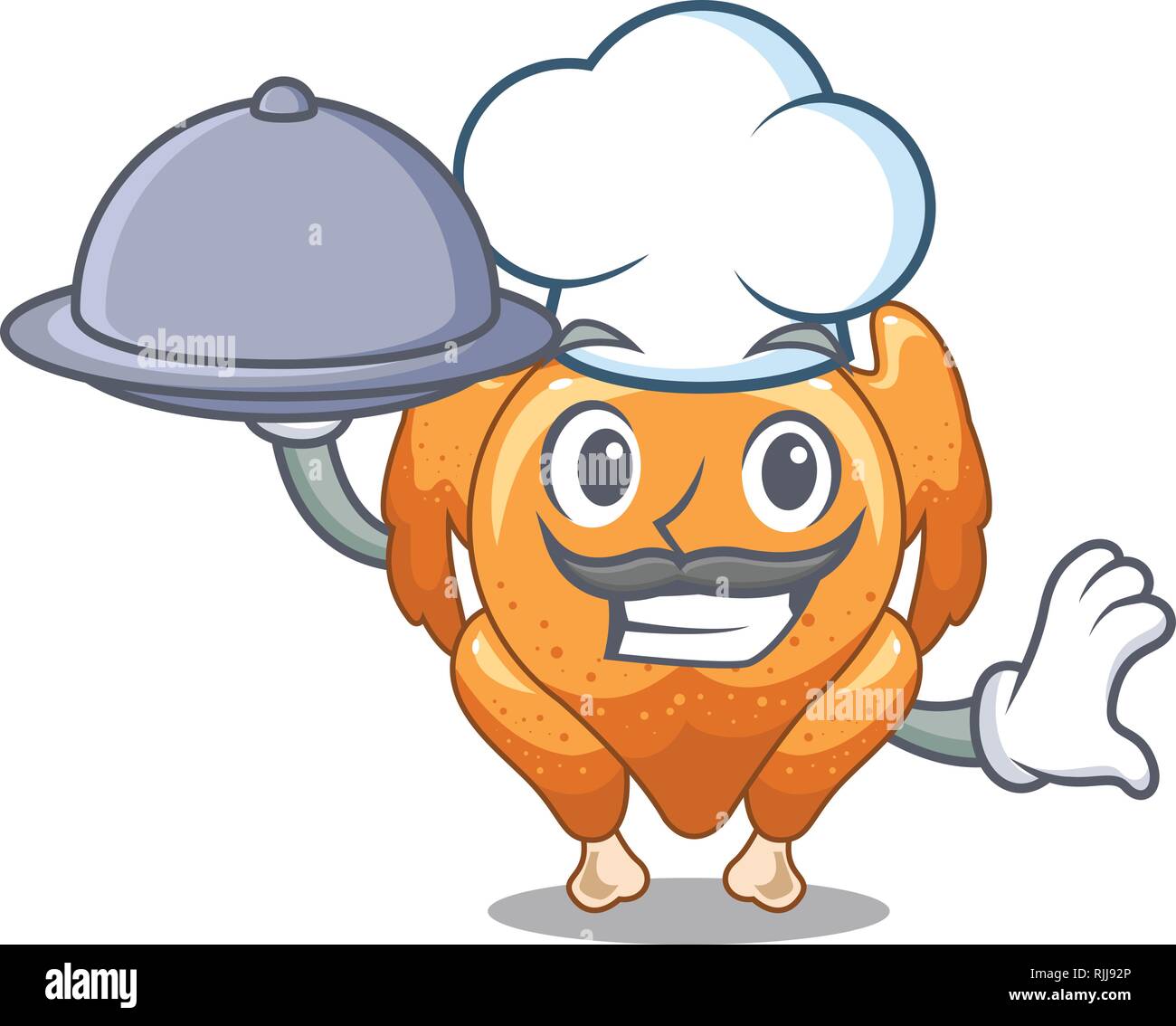 Chef with food chicken roast is isolated with characters Stock Vector ...