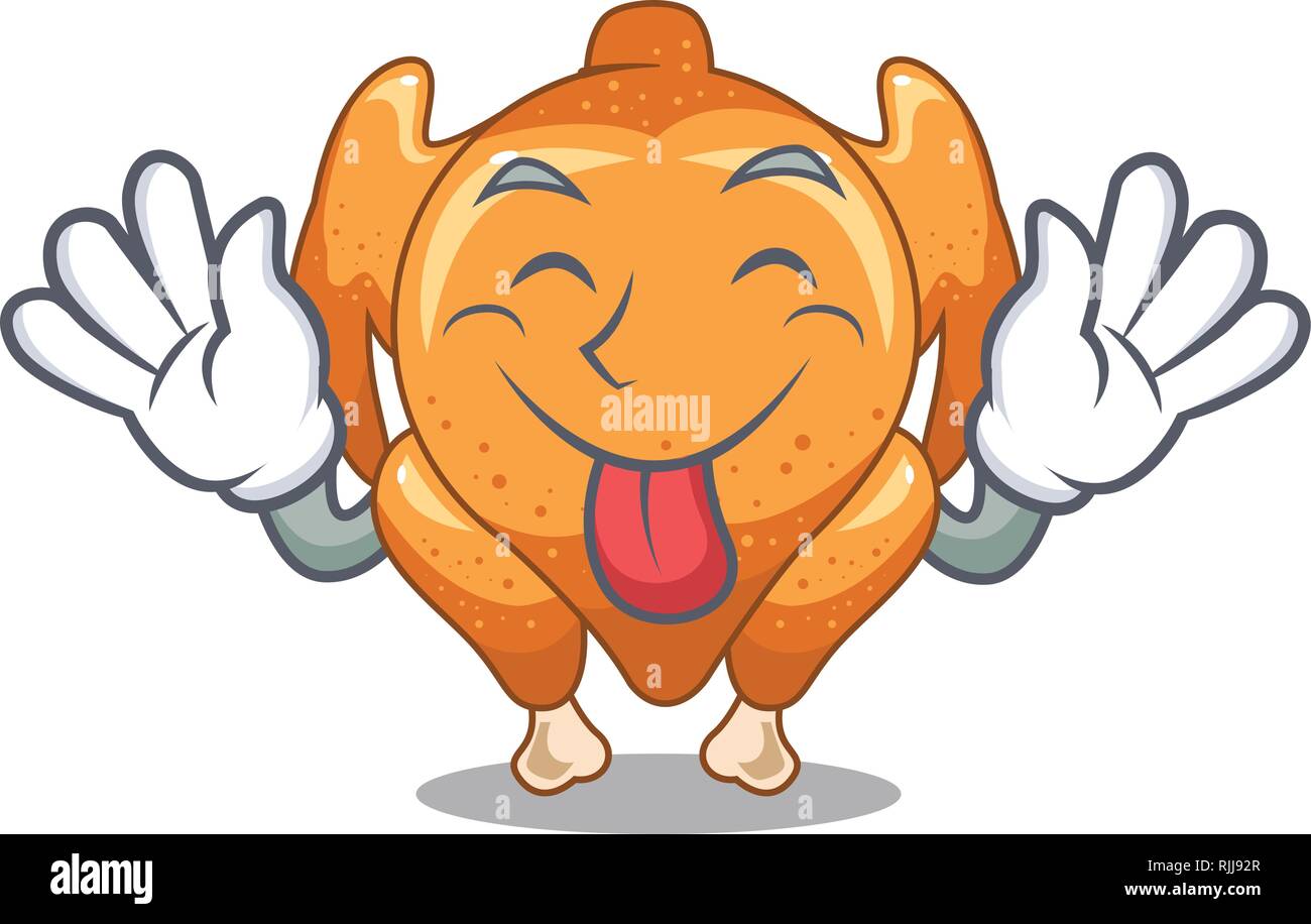 Tongue out cartoon roast chicken ready to eat Stock Vector Image & Art ...
